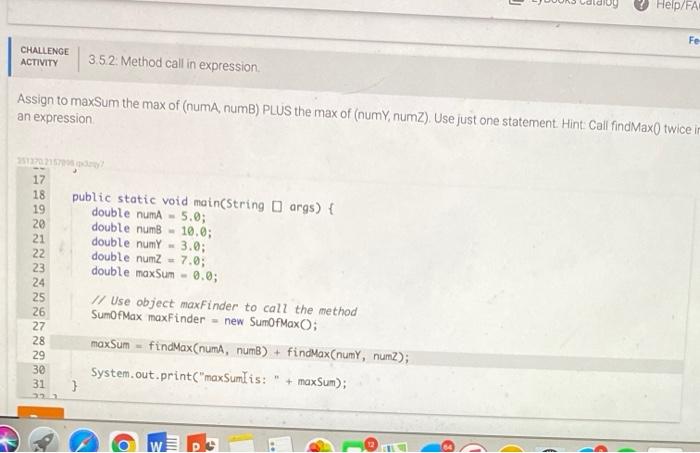 Solved Help/FA Fe CHALLENGE ACTIVITY 3.5.2. Method call in | Chegg.com