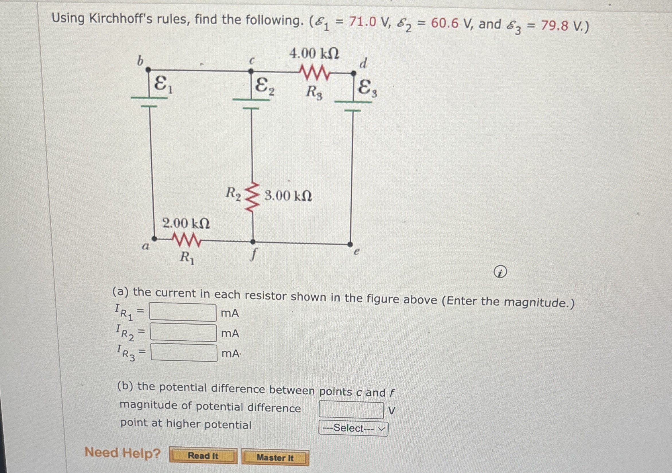 Solved Using Kirchhoff's rules, find the following. | Chegg.com
