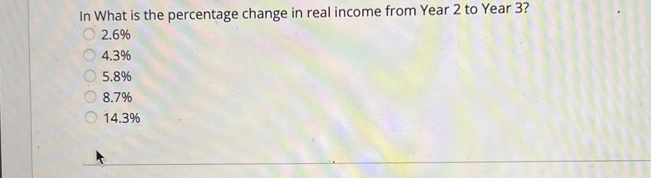 Solved In What is the percentage change in real income from | Chegg.com