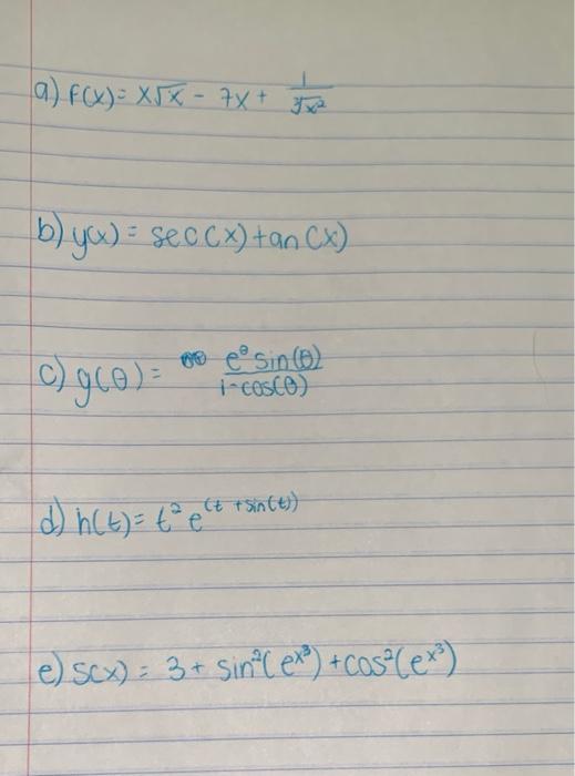 Solved 1. write down what differentiation rules you think | Chegg.com