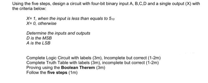 Solved Jsing the five steps, design a circuit with four-bit | Chegg.com Solved Jsing the five steps, design a circuit with four-bit | Chegg.com