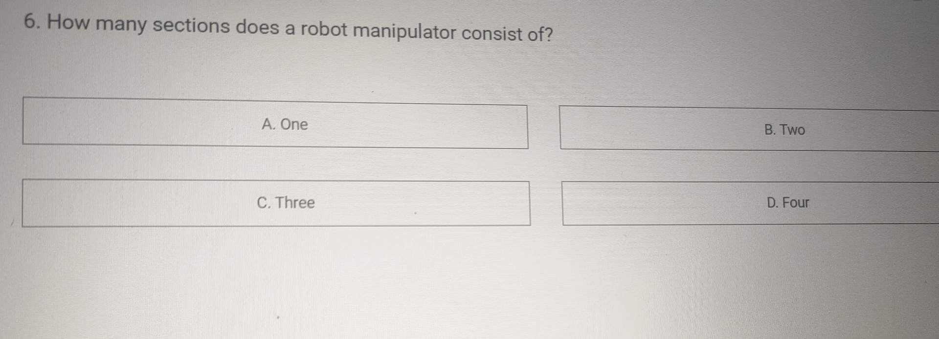 Solved How many sections does a robot manipulator consist | Chegg.com