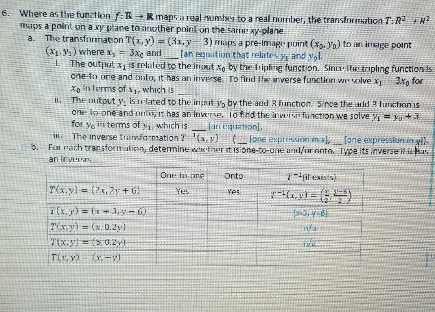 Solved 1. 6. Where as the function f:R = Rmaps a real number | Chegg.com
