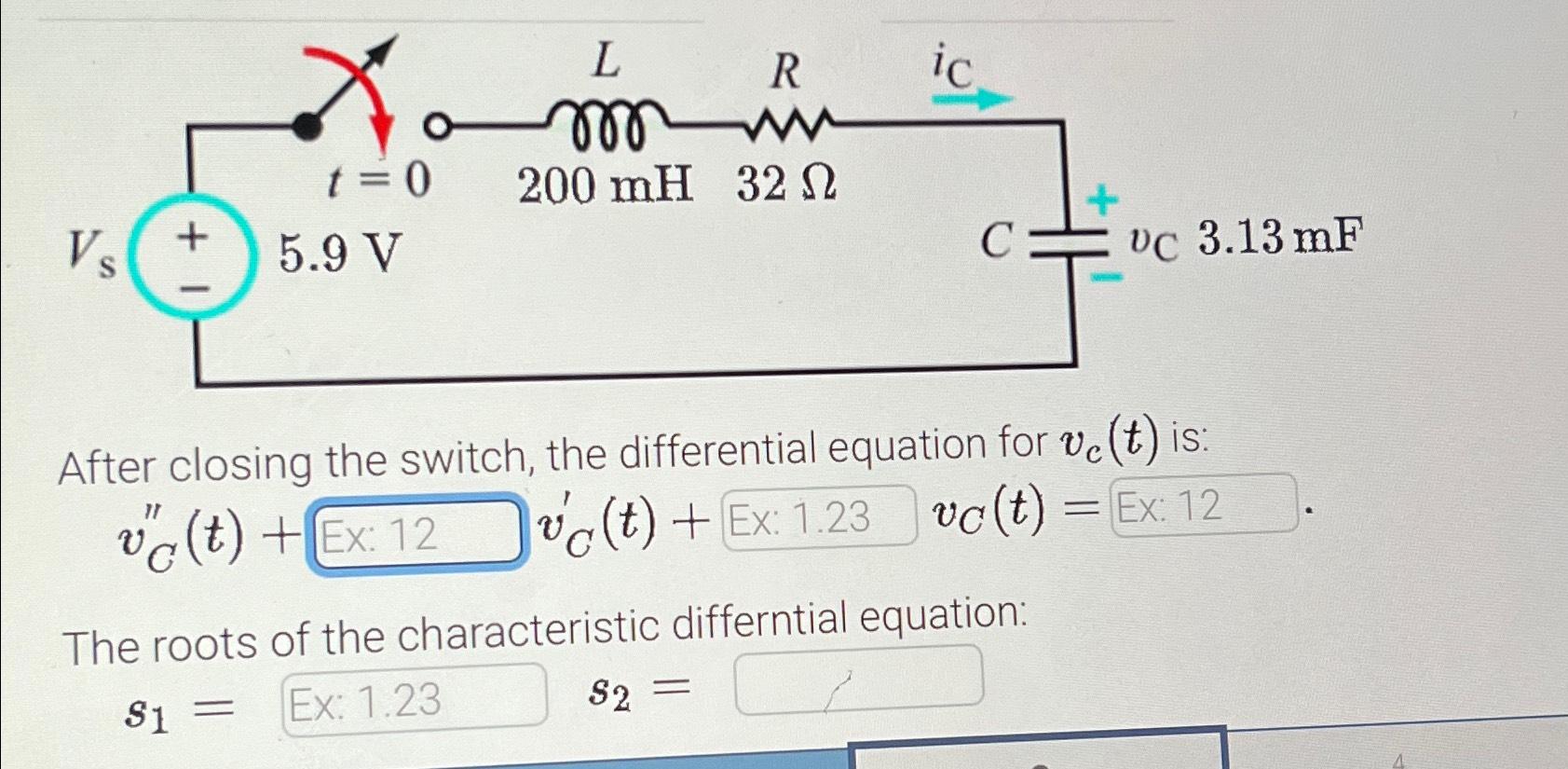 Solved After closing the switch, the differential equation | Chegg.com