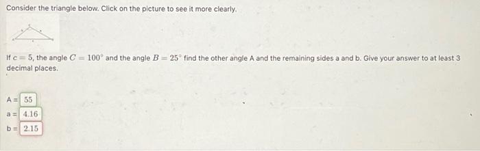Solved Consider the triangle below. Click on the picture to | Chegg.com