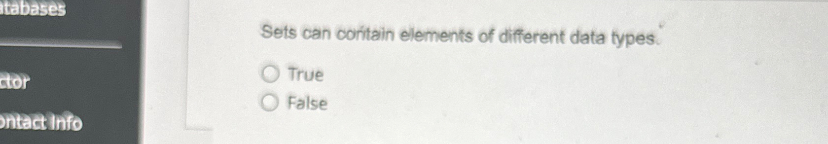 Solved Sets can contain elements of different data | Chegg.com