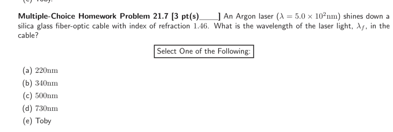 Solved Multiple-Choice Homework Problem 21.7 [3 ﻿pt(s) q, ] | Chegg.com