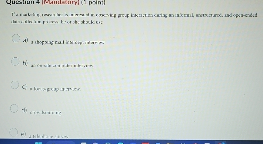 Solved Question 4 (Mandatory) (1 ﻿point)If a marketing | Chegg.com