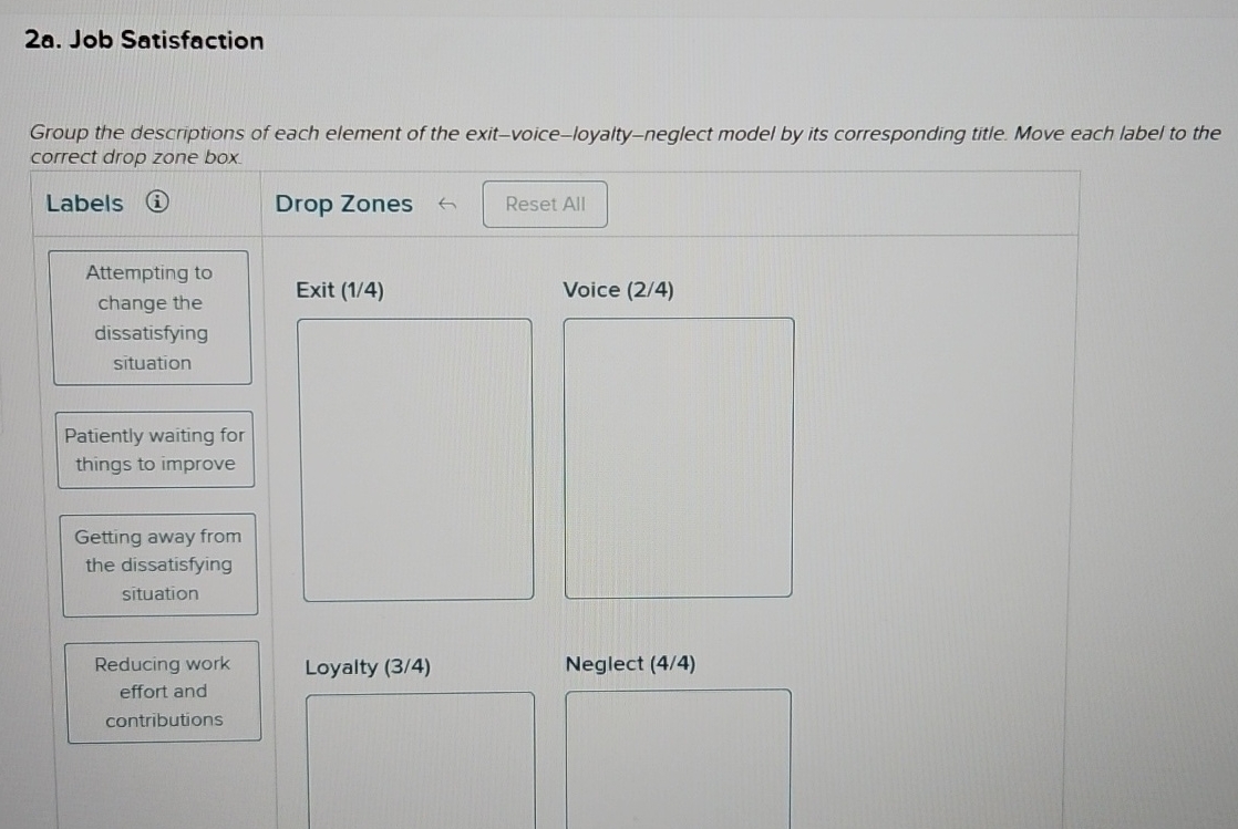 2a. ﻿Job SatisfactionGroup the descriptions of each | Chegg.com