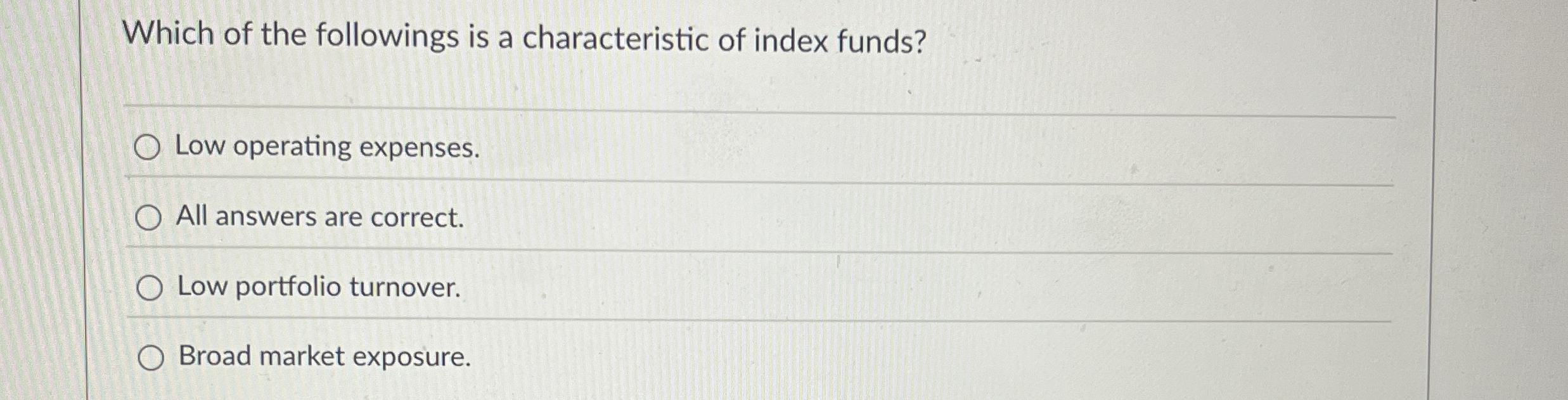 Solved Which of the followings is a characteristic of index | Chegg.com