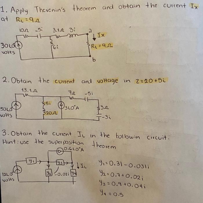 Solved 1. Apply Thevenin's theorem and obtain the current Ix | Chegg.com