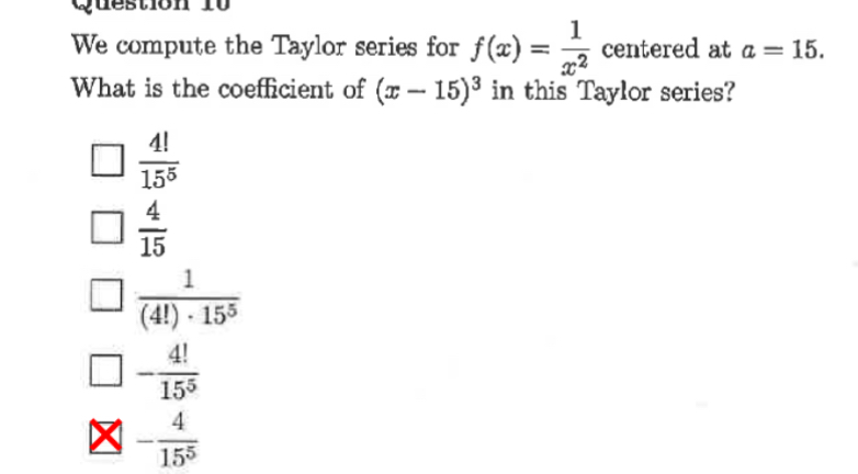 Solved We compute the Taylor series for f(x)=1x2 ﻿centered | Chegg.com