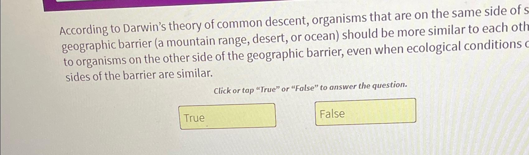 Solved According to Darwin's theory of common descent, | Chegg.com