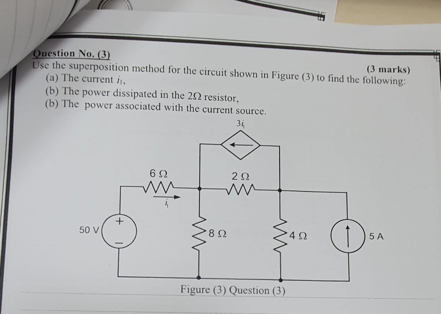 Solved Question No. (3) (3 marks) Use the superposition | Chegg.com