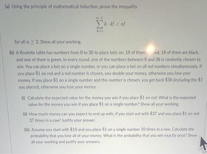 Solved (a) Using the principle of mathematical induction, | Chegg.com