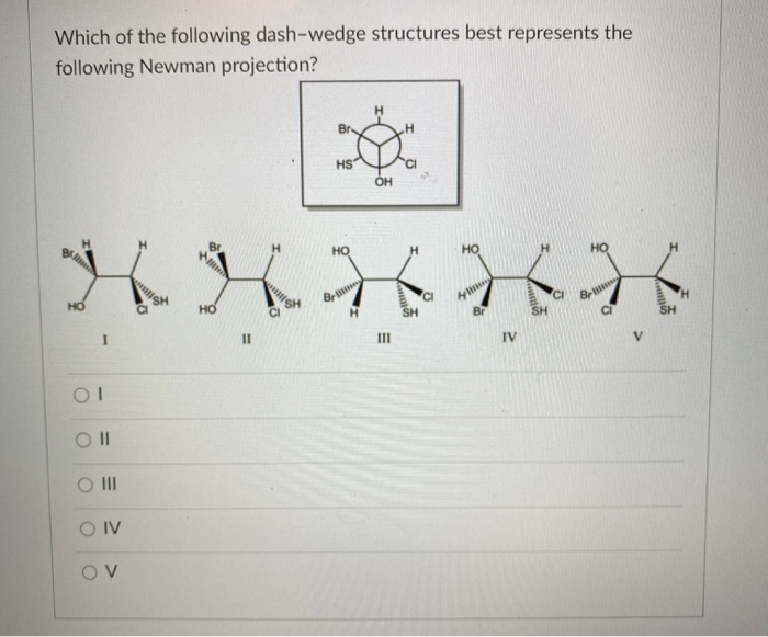 Solved Which of the following dash-wedge structures best | Chegg.com