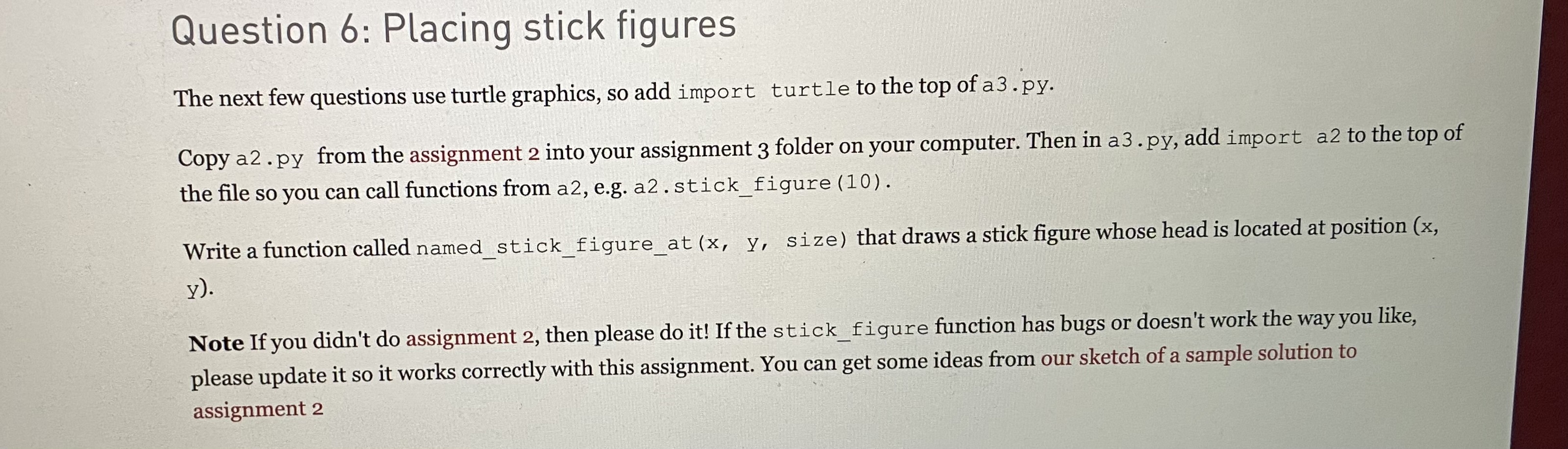 Question 6: Placing stick figuresThe next few | Chegg.com