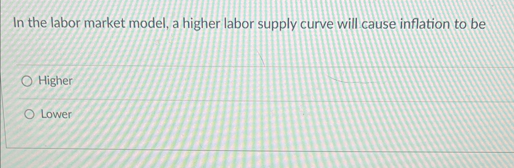 Solved In the labor market model, a higher labor supply | Chegg.com