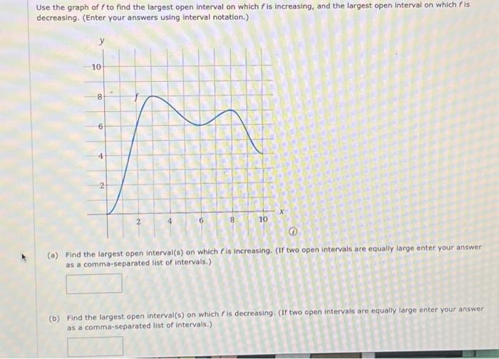 Solved Use the graph of f to find the largest open interval | Chegg.com