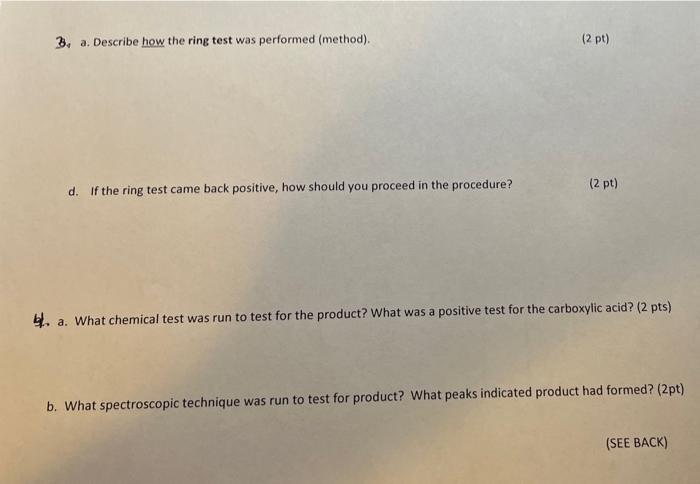 Solved 3. a. Describe how the ring test was performed | Chegg.com