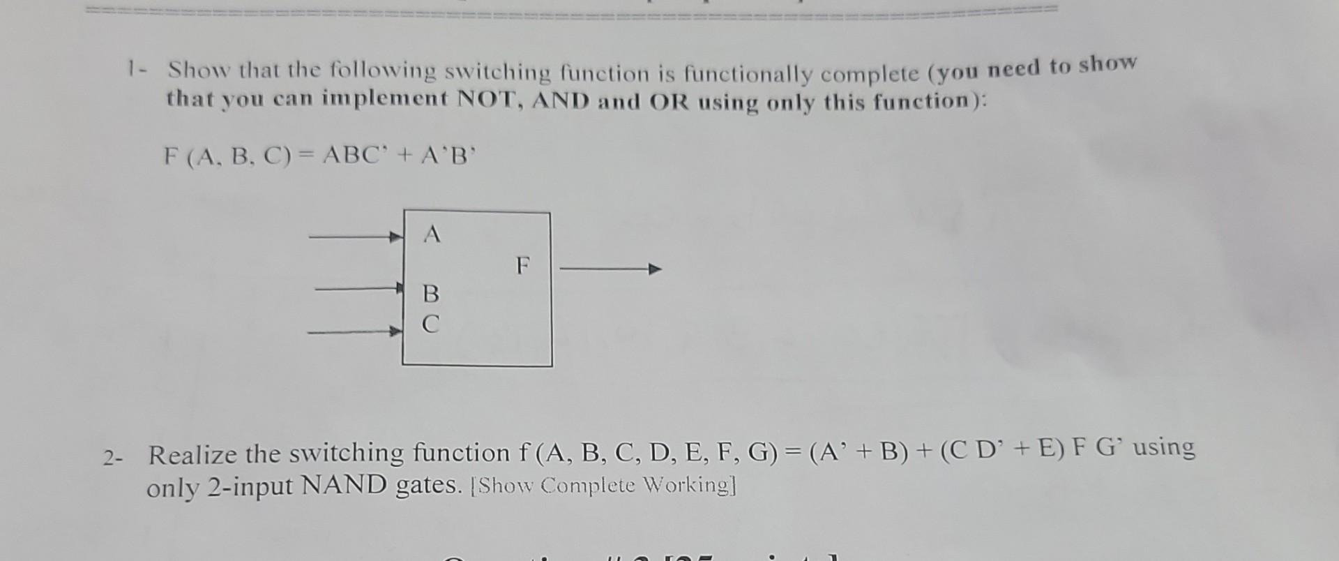 Solved 1 Show That The Following Switching Function Is 2353