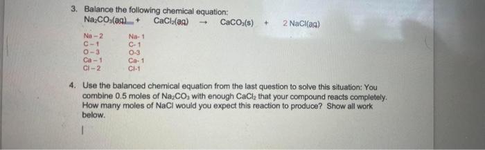 Solved 3. Balance the following chemical equation: | Chegg.com