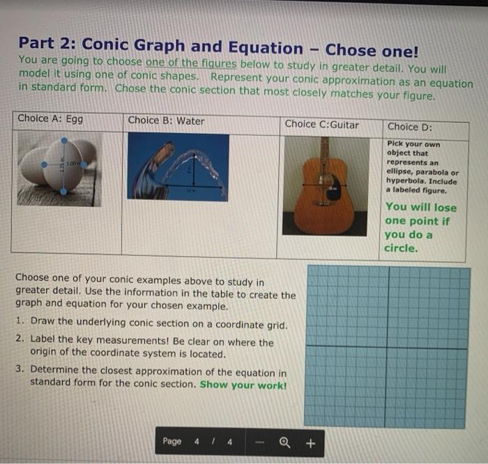 Solved Part 2: Conic Graph and Equation - Chose one! You are | Chegg.com