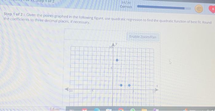 Solved Step 1 of 2: Given the points graphed in the | Chegg.com