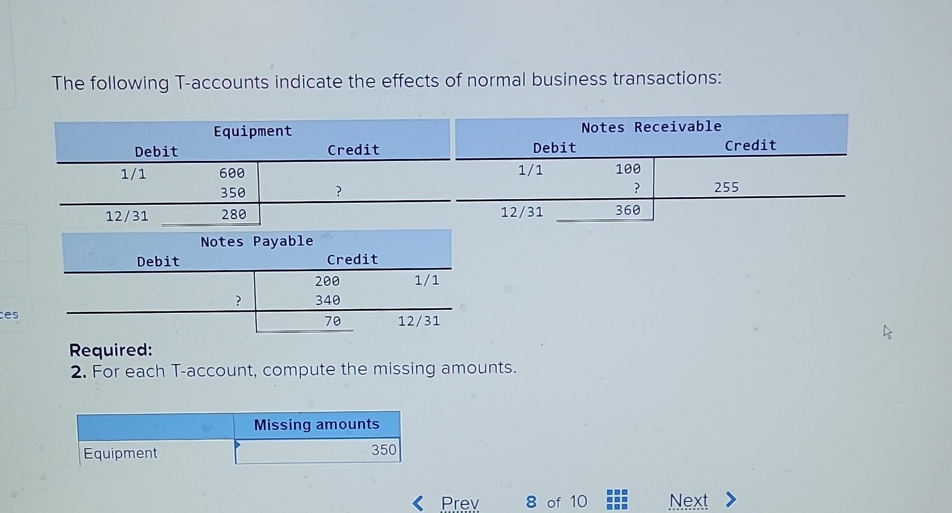 Solved Required: 2. For each T-account, compute the missing | Chegg.com