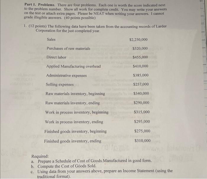 Solved Part 1. Problems. There are four problems. Each one | Chegg.com