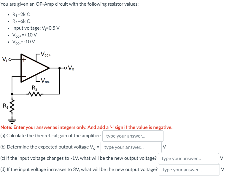 Solved You are given an OP-Amp circuit with the following | Chegg.com