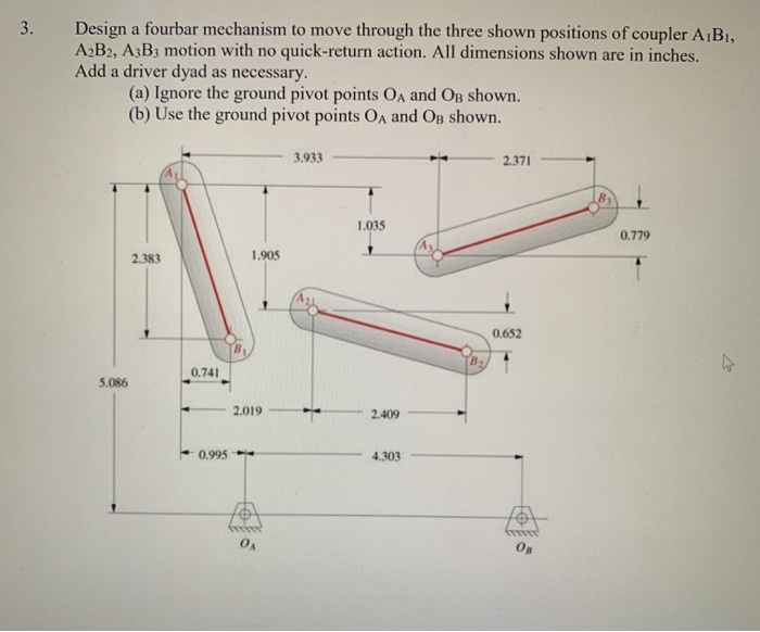Solved 3-3 Design a fourbar mechanism to give the two | Chegg.com