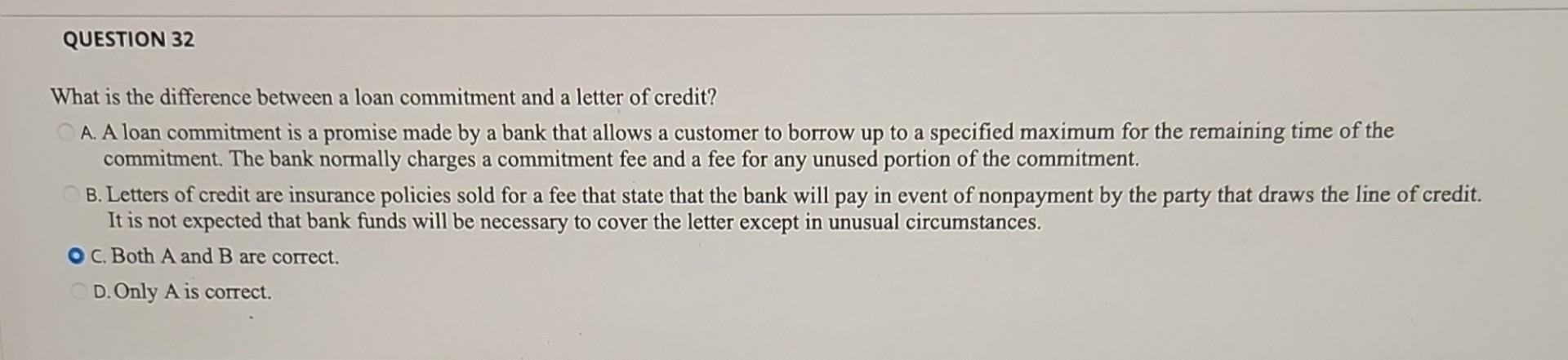 Solved What is the difference between a loan commitment and | Chegg.com