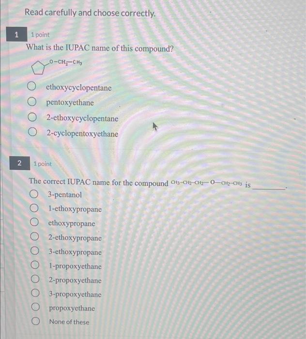Solved Read carefully and choose correctly. 1 1 point What | Chegg.com