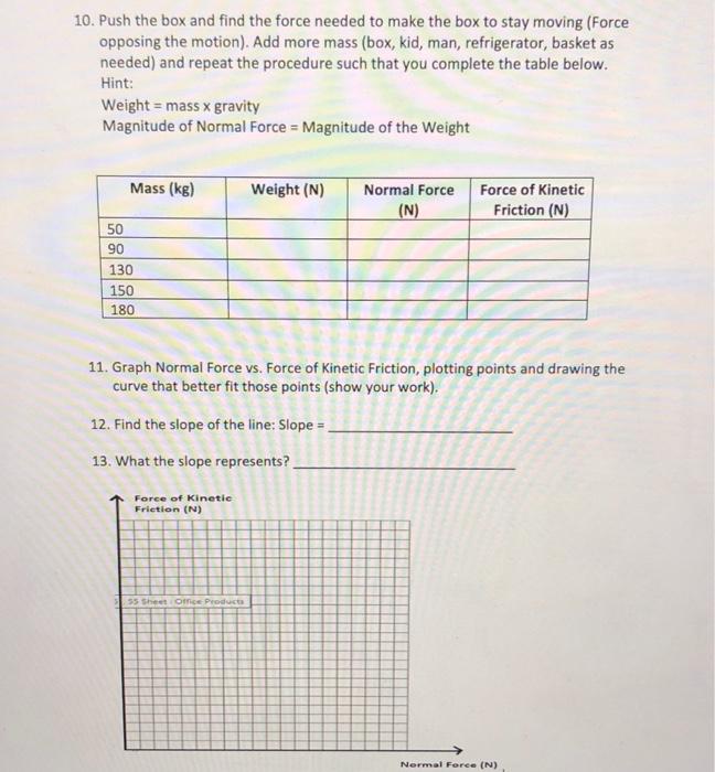 Solved 10. Push the box and find the force needed to make | Chegg.com