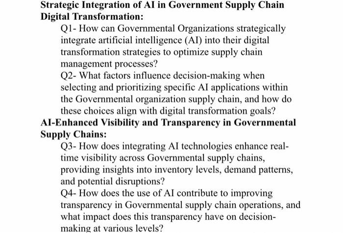 Solved Strategic Integration of AI in Government Supply | Chegg.com