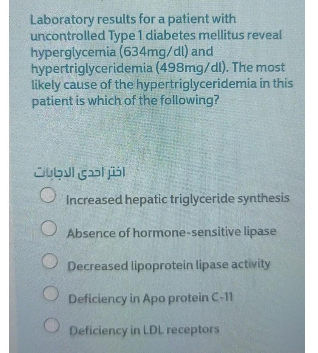 Solved Laboratory results for a patient with uncontrolled | Chegg.com
