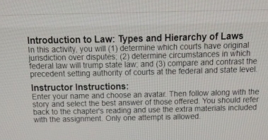 Solved Introduction to Law: Types and Hierarchy of LawsIn | Chegg.com