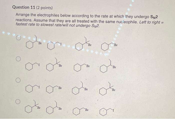 Solved Question 11 (2 points) Arrange the electrophiles | Chegg.com