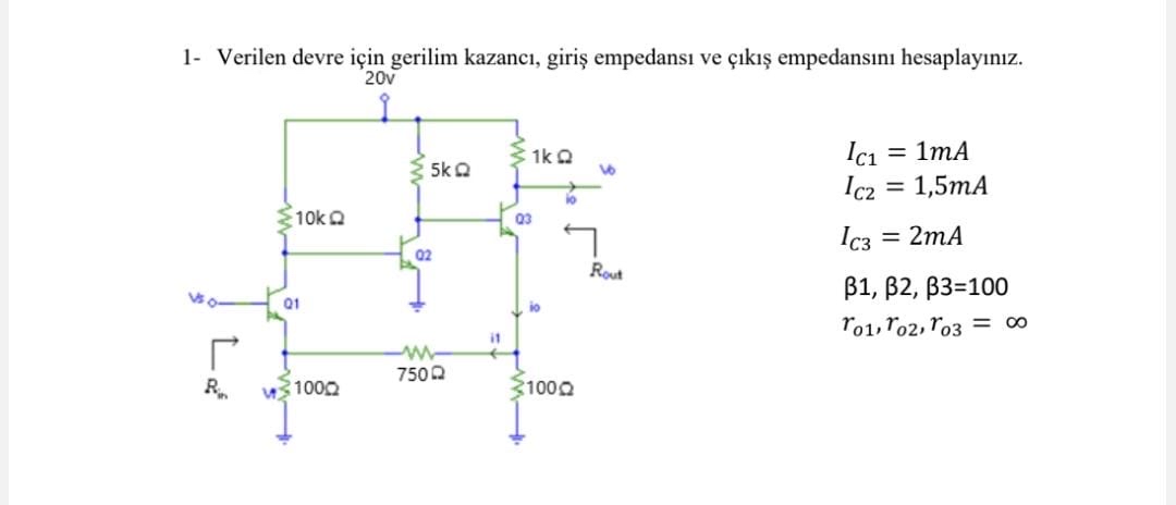 Solved Find the voltage gain, input impedance and output | Chegg.com