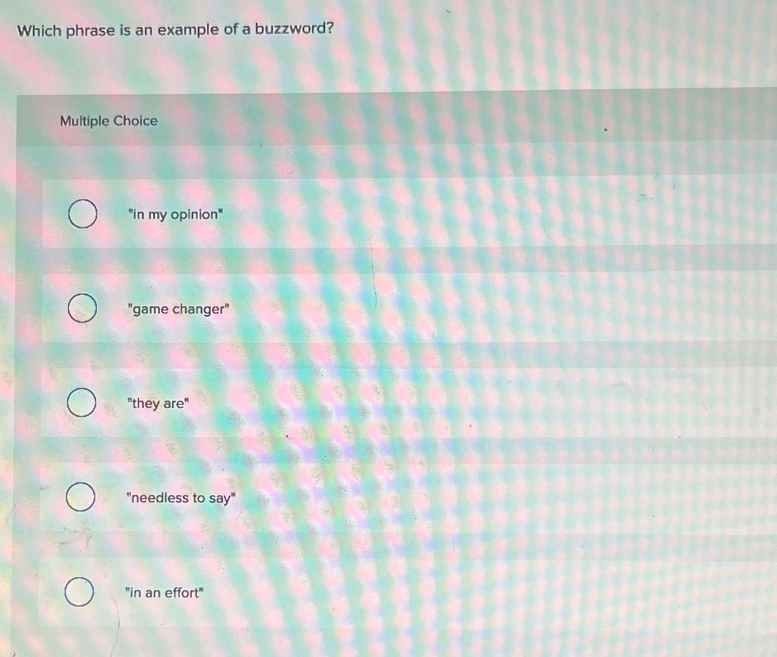 Solved Which phrase is an example of a buzzword?Multiple | Chegg.com