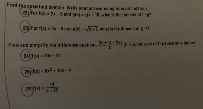 Solved Find the specified domain. Write your answer using | Chegg.com