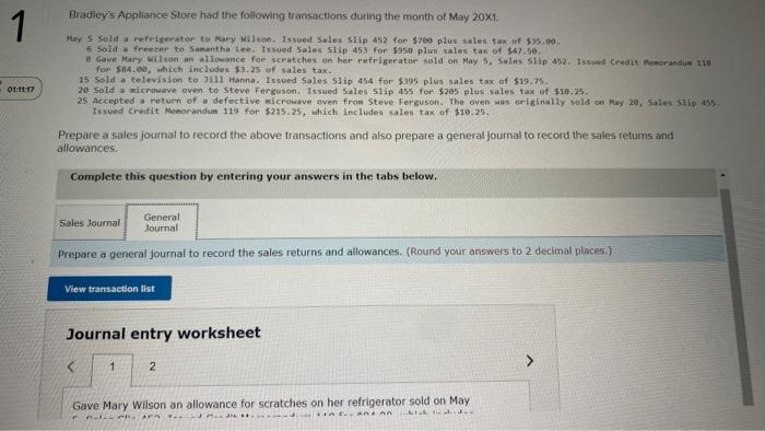 Solved 1 01:11:17 Bradley's Appliance Store had the | Chegg.com