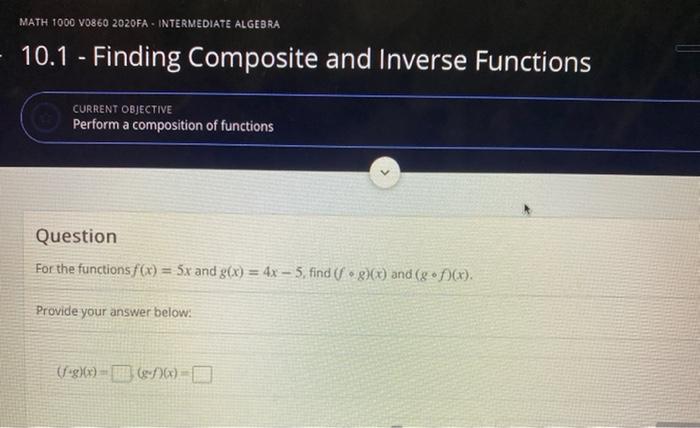 Solved MATH 1000 V0860 2020FA - INTERMEDIATE ALGEBRA 10.1 - | Chegg.com