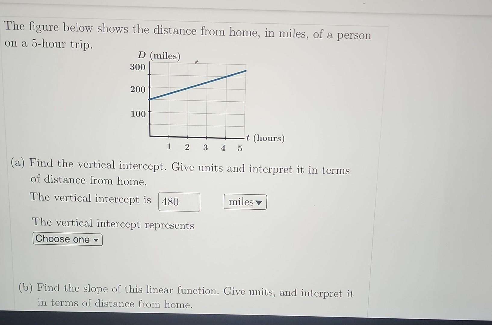 Solved The figure below shows the distance from home, in | Chegg.com