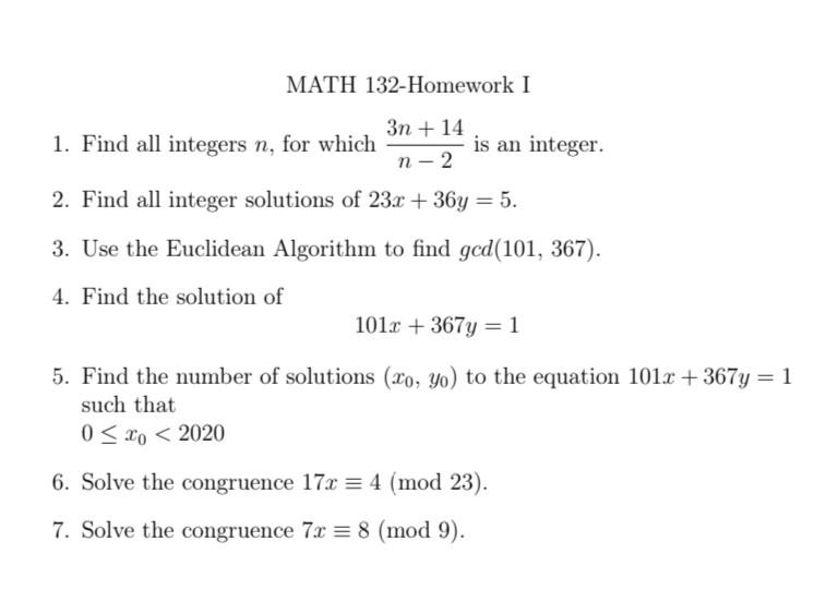 Solved 1. Find all integers n, for which n−23n+14 is an | Chegg.com