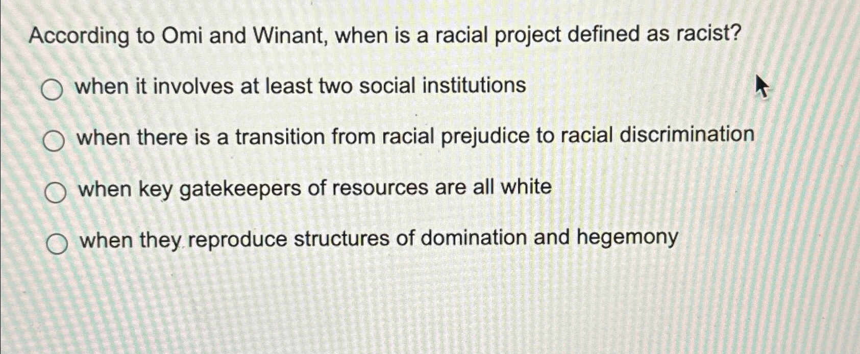 Solved According to Omi and Winant, when is a racial project | Chegg.com