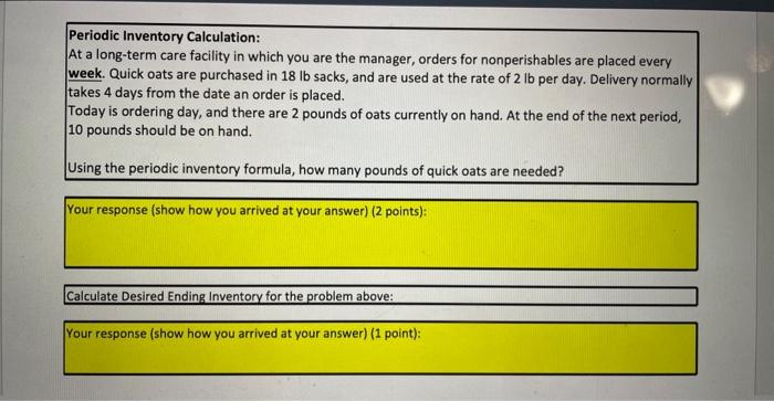 Periodic Inventory Calculation: At a long-term care | Chegg.com