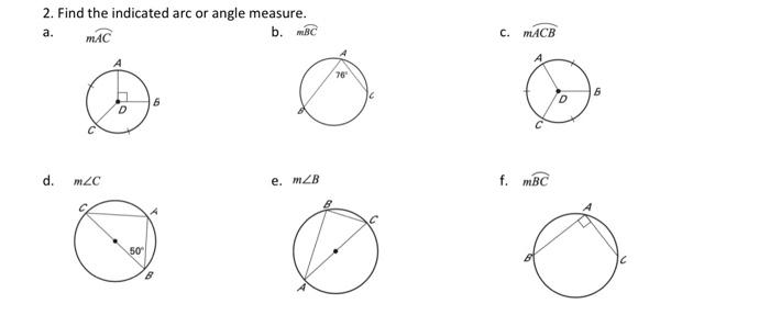 Solved 2. Find the indicated arc or angle measure. a. \( m | Chegg.com