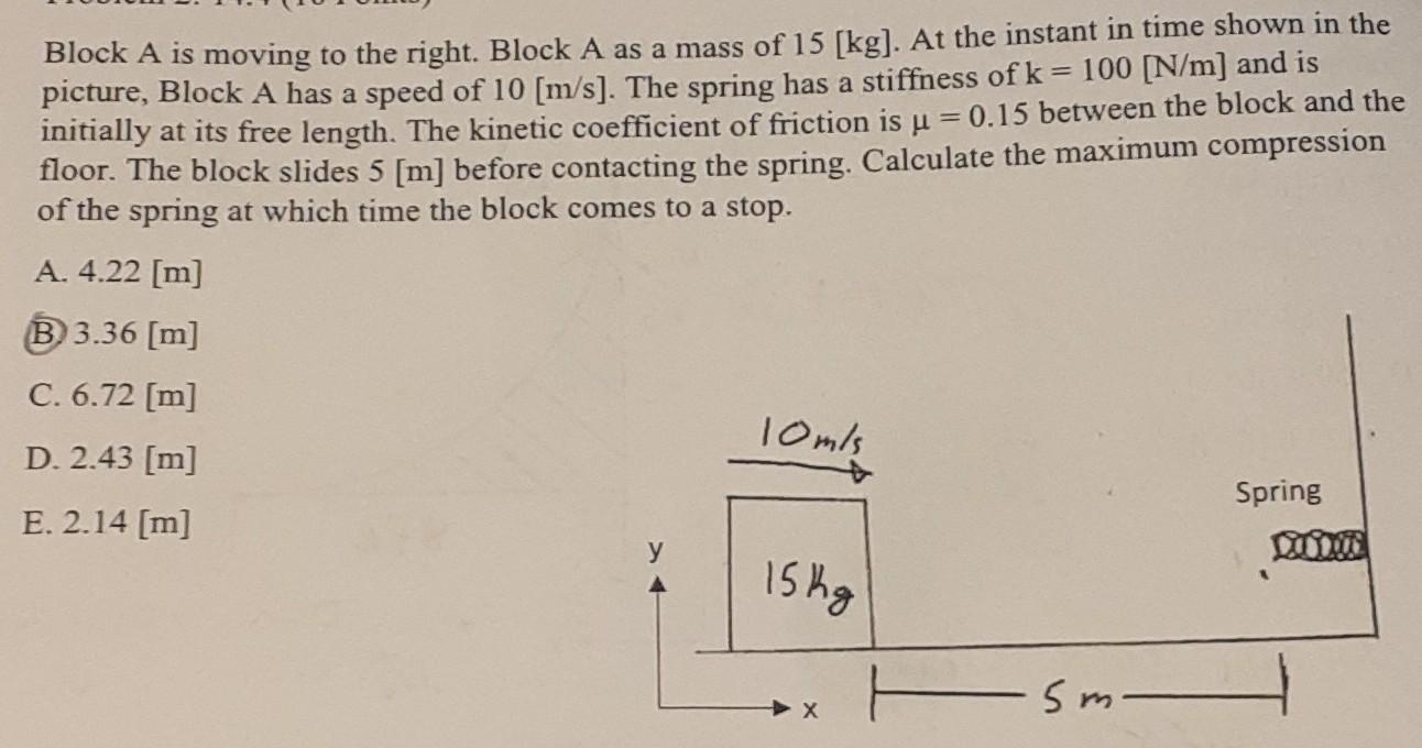 Solved Block A is moving to the right. Block A as a mass of | Chegg.com